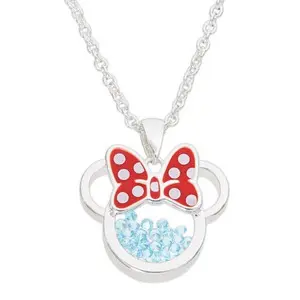 Disney Minnie Mouse Birthstone Shaker Pendant Necklace - Silver, White