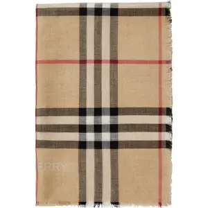 Burberry Check Wool Silk Scarf - Sand/lichen