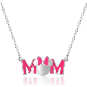 Disney Pendant Necklace Bow Mom Enamel 18 - Silver, Pink