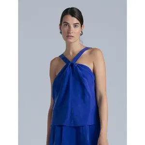 ALAS Cupro Cross-front Halter Top