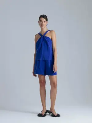 ALAS Cupro Cross-front Halter Top