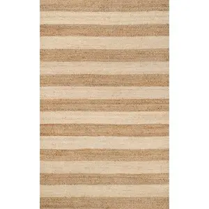 JONATHAN Y Jayden Rustic Farmhouse Woven Jute Stripe Area Rug - Natural/bleach