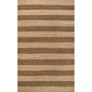 JONATHAN Y Jayden Rustic Farmhouse Woven Jute Stripe Area Rug - Natural/brown