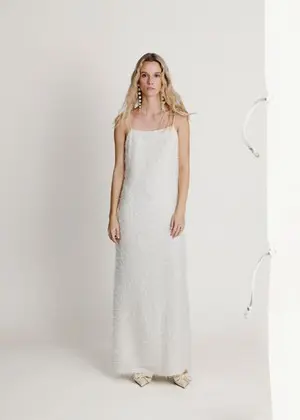 ALAS A-line Maxi Slip Dress - Off White