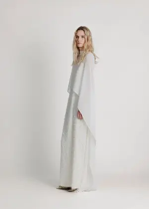 ALAS High Neck Sheer Cape - White