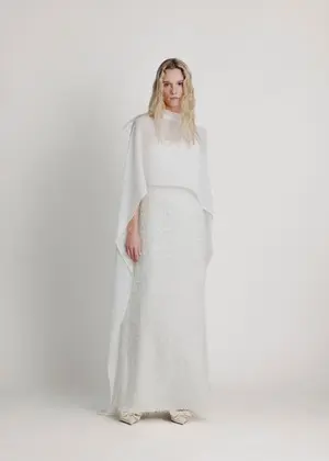 ALAS High Neck Sheer Cape - White