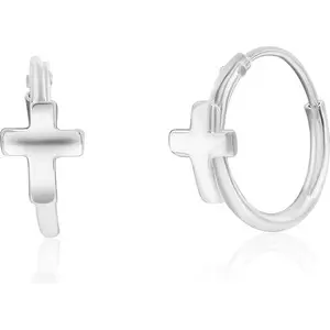 DONATELLO GIAN Sterling Mini Cross Huggie Earrings - Silver