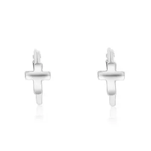 DONATELLO GIAN Sterling Mini Cross Huggie Earrings