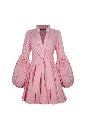 NO PISE LA GRAMA Carta Y Letra Mini Dress - Pink Eyelet