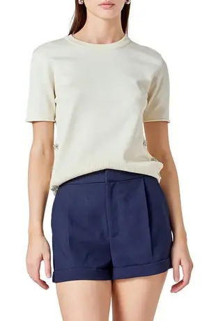 Endless Rose Side Bow Short Sleeve Sweater