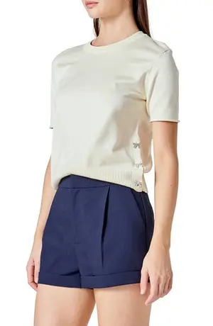 Endless Rose Side Bow Short Sleeve Sweater