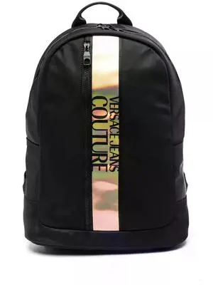 Versace Logo-stripe Laptop Backpack - Black