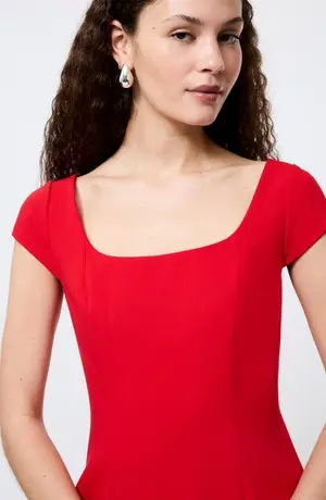 French Connection Azra Cap Sleeve Twill Minidress - Mars Red