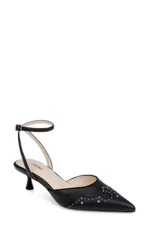 L'Agence Liana Ankle Strap Pointed Toe Pump Black Leather