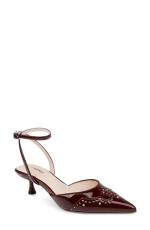 L'Agence Liana Ankle Strap Pointed Toe Pump - Wine Patent