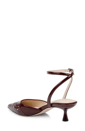 L'Agence Liana Ankle Strap Pointed Toe Pump - Wine Patent