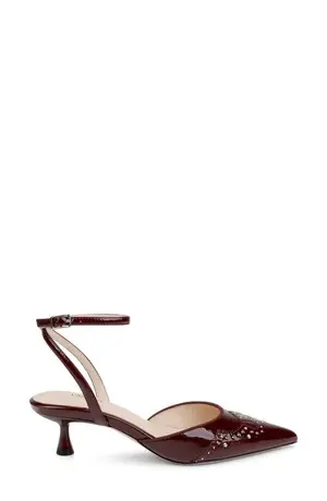 L'Agence Liana Ankle Strap Pointed Toe Pump - Wine Patent