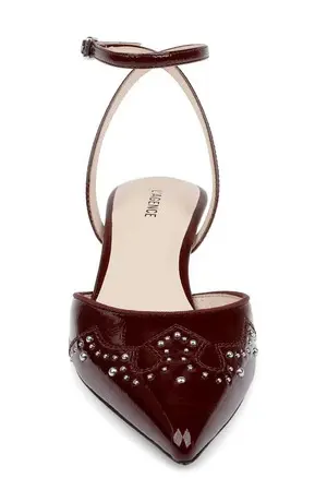 L'Agence Liana Ankle Strap Pointed Toe Pump - Wine Patent