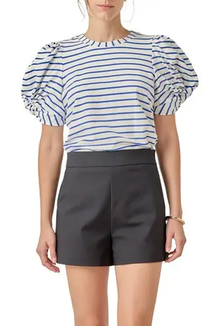 Striped Puff Sleeve T-Shirts
