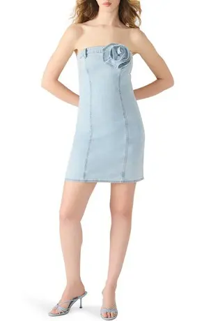 Steve Madden Rosette Strapless Denim Mini Dress