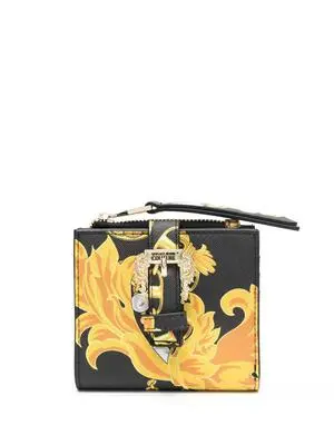 Versace Baroque-pattern Print Leather Wallet - Gold