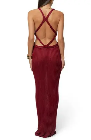 JLUXLABEL Open Back Body-con Maxi Sundress - Red