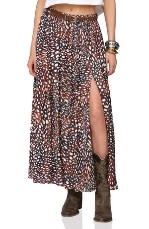 Avec Les Filles Belted Slit Maxi Skirt