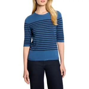 NIC+ZOE Stripe Cotton-blend Sweater - Blue Multi