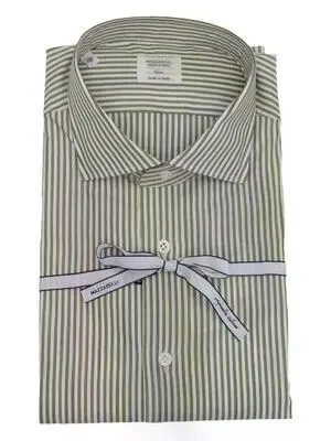 MAZZARELLI Striped Cotton Shirt - Green