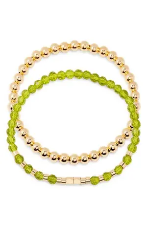 BROOK & YORK Makenna Set Of 2 Birthstone Beaded Stretch Bracelets - Gold/aug