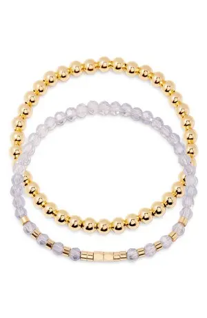 BROOK & YORK Makenna Set Of 2 Birthstone Beaded Stretch Bracelets - Gold/mar
