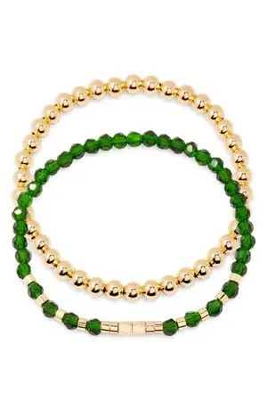 BROOK & YORK Makenna Set Of 2 Birthstone Beaded Stretch Bracelets - Gold/may