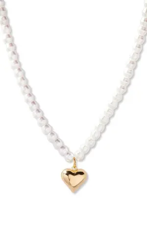BROOK & YORK Ruby Heart Pendant Necklace - Gold/white