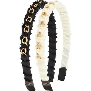 Tasha 2-pack Chain Link Headbands - Ivory Black