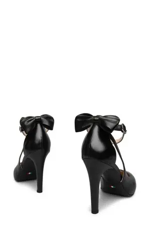NEROGIARDINI Bow Ankle Strap Pump - Black