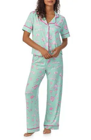 ROOM SERVICE Print Pajamas - Mint Print