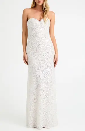 HELSI Lindsey Sequin Lace Strapless Gown