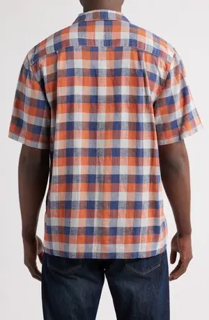Pendleton Plaid Linen Blend Camp Shirt