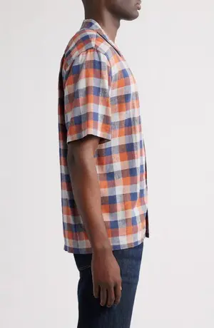Pendleton Plaid Linen Blend Camp Shirt