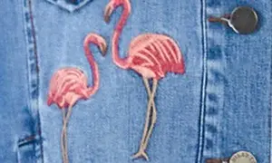 BILLY T Flamingo Embroidery Trucker Jacket - Denim