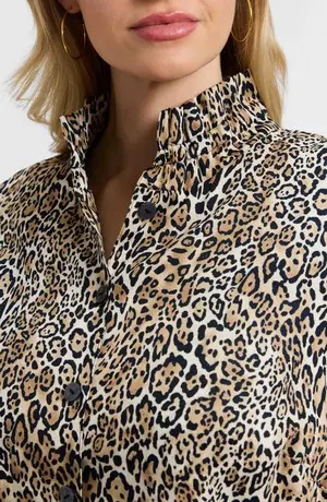 Foxcroft Carolina Leopard Print Cotton Sateen Shirt
