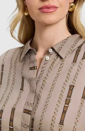 Foxcroft Luna Chain Stripe Button-up Shirt