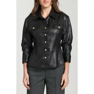 APNY Faux Suede Shirt Jacket - Black