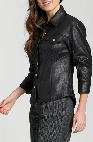 APNY Faux Suede Shirt Jacket - Black
