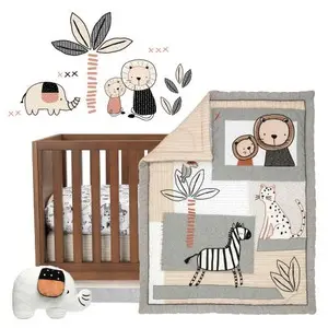 LAMBS & IVY Patchwork Jungle 5-piece Nursery Baby Crib Bedding Set - Cream