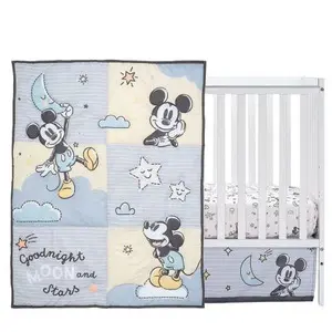 LAMBS & IVY Disney Baby Moonlight Mickey Mouse 3-piece Nursery Crib Bedding Set - Gray