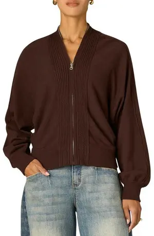 Wit & Wisdom Dolman Sleeve Zip Cardigan - Brown