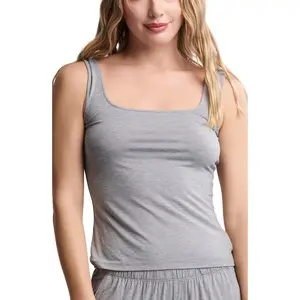 Barefoot Dreams Square Neck Jersey Tank - Dark Heather Gray