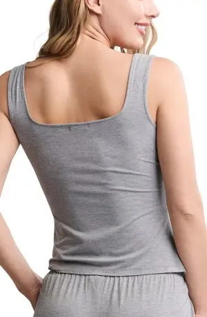 Barefoot Dreams Square Neck Jersey Tank - Dark Heather Gray