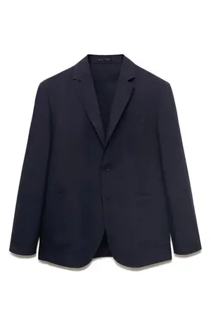 Mango Slim Fit Slub Lyocell & Linen Suit Jacket - Navy
